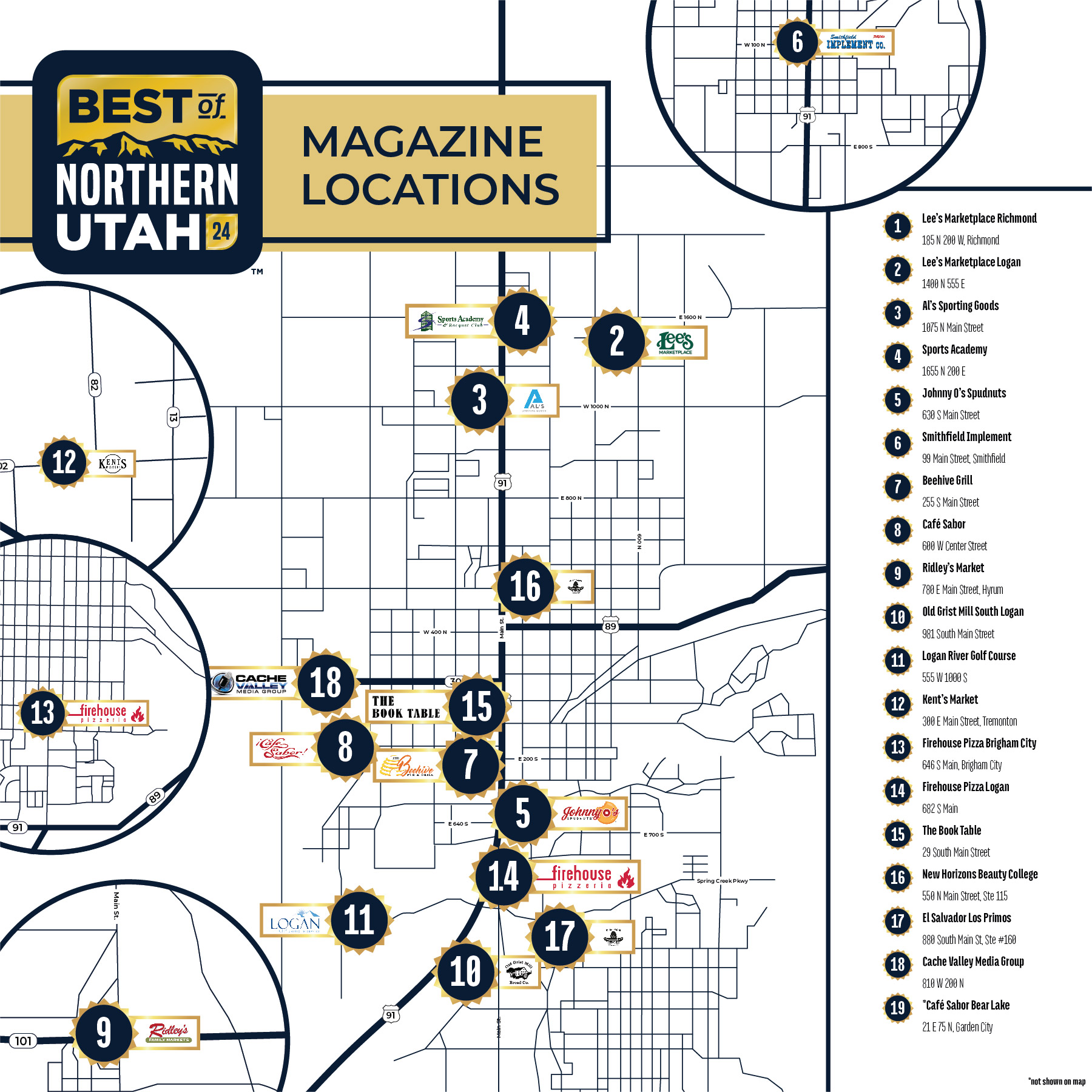 Magazine Locations for Best of Nothern Utah Magazine